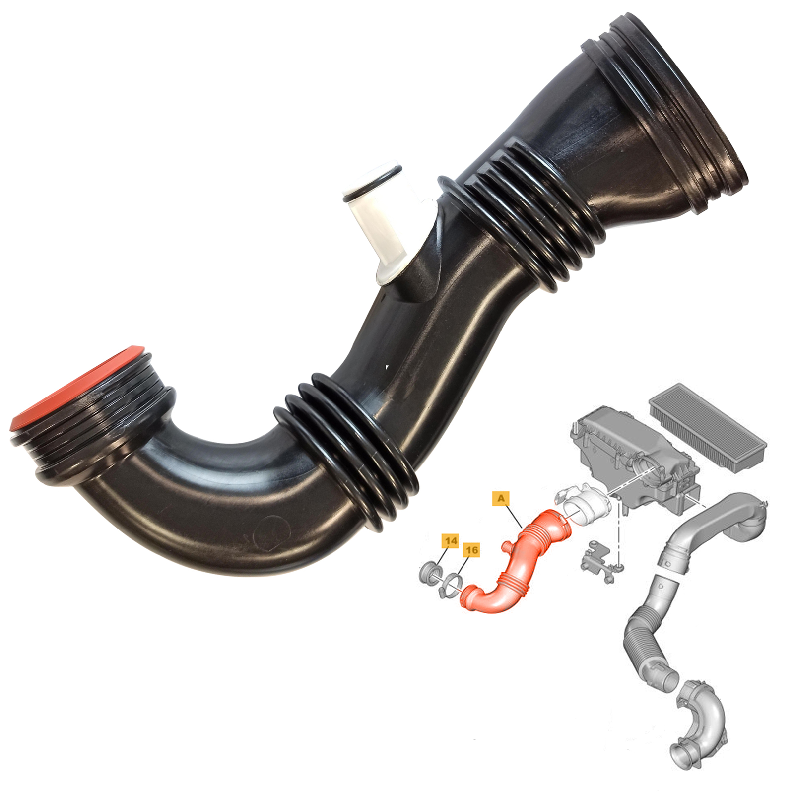 Durite de Turbo pour 206 207 3008 5008 407 307 308 Partner Expert 1.6 ...