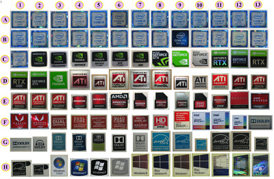 Laptop CPU OS Sticker - i3 i5 i7 6Gen 7Gen 8Gen 9Gen Nvidia RTX ATI ...
