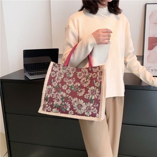Larger Capacity Casual Simple Flax Tote Bag Handbag Lunch Pouch Mummy ...