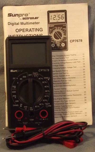 SUNPRO CP7678 Professional Digital Automotive Multimeter Ohm Fast for ...
