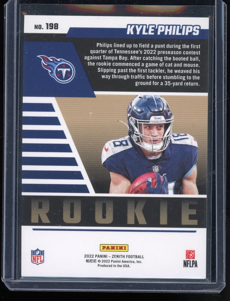 2022 Panini Zenith Kyle Philips Rookie Tennessee Titans Football Card ...