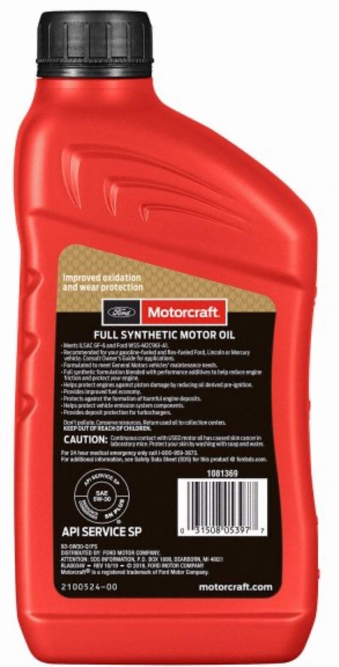 10 Quarts Engine Motor Oil OEM FORD MOTORCRAFT Full Synthetic SAE 5W-30 ...