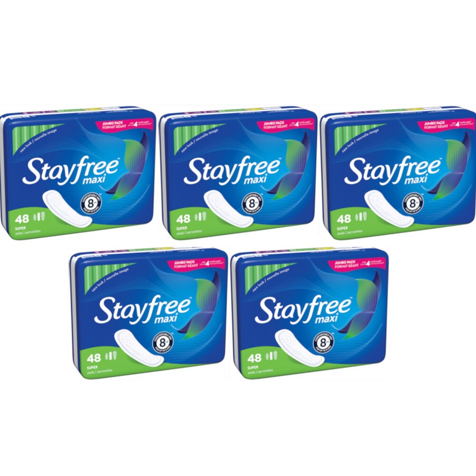 5 Pack Stayfree Maxi Pads for Women Super - Dry, Cool, and Comfortable ...