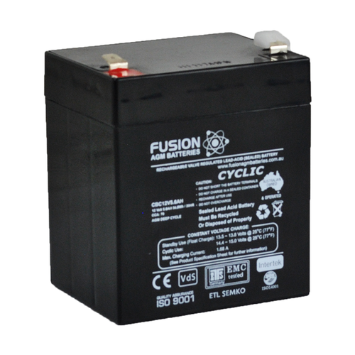 FUSION CP1245 12V 5.6Ah AGM 5Yrs Service Life Sealed Lead Acid Battery ...