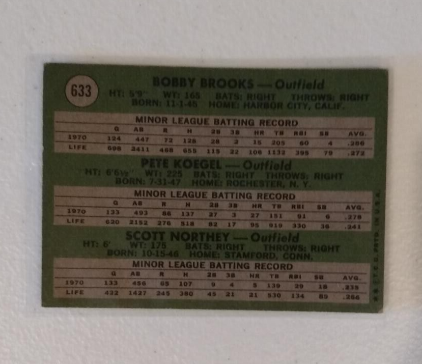 1971 Topps - 1971 Rookie Stars #633 Pete Koegel, Pete Koegel, Bobby ...