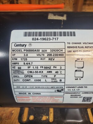 Century Electric Motor 024-19623-717 | eBay