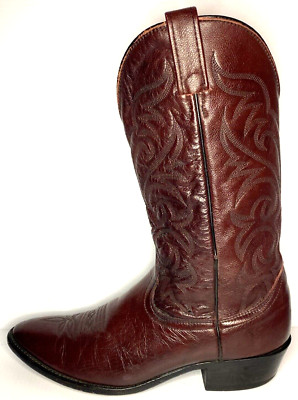 J Chisholm Boots Black Cherry Western Cowboy Leather Toe Tap Mens 10.5 ...