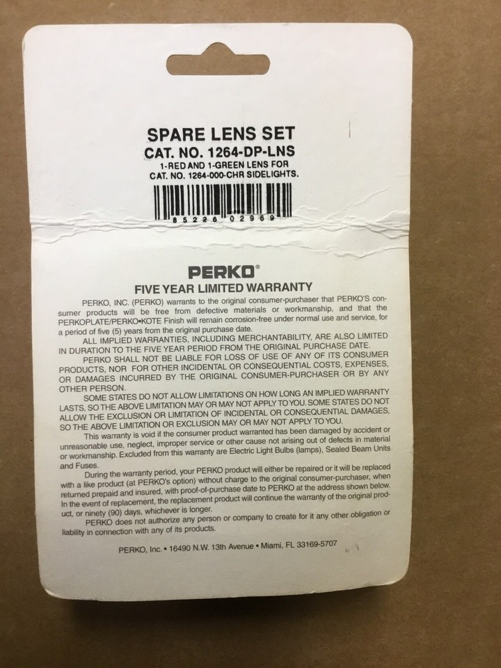 PERKO SIDELIGHT SPARE LENS SET -1-RED, 1-GREEN 1264-DP-LNS | eBay