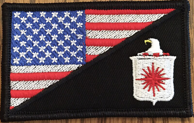 US CIA Flag Patch 3.5 X 2 Inch Hook And Loop - Red White Blue / Black ...