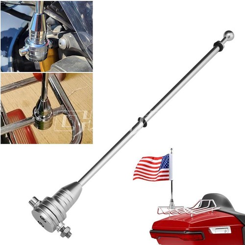 Motorcycle American USA Flag Pole Flagpole Rear Luggage Rack Mount For ...