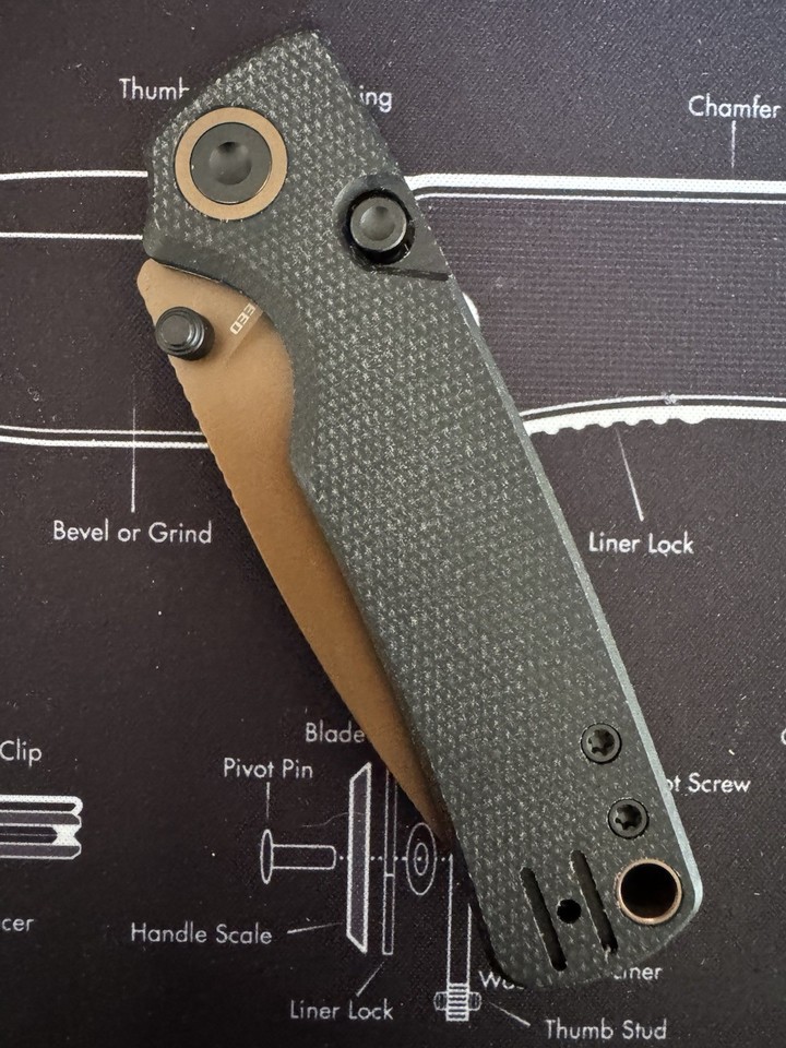 Porcupine - EDC Pocket Knife, 2.99’’ 14C28N Steel Rose Gold Blade, Top ...