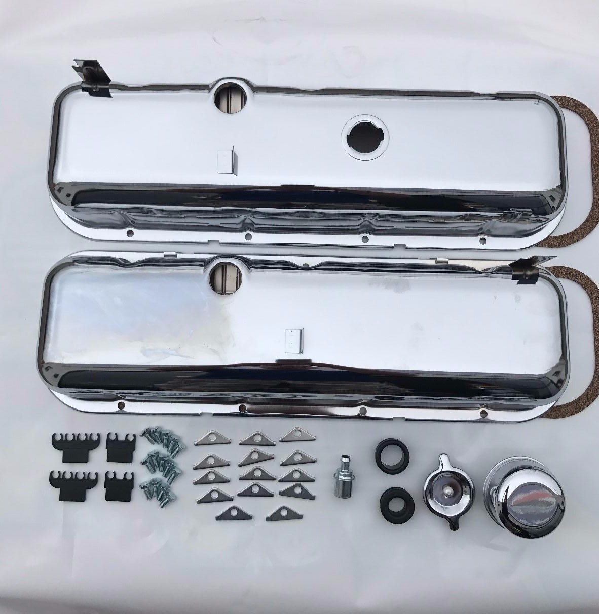 65-72 Chevrolet Chrome CHEATER Valve Covers BBC 396 427 454 KIT 40 PC ...
