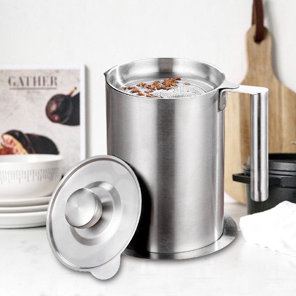 New Bacon Grease Container Cooking Oil Storage Can with Fine Mesh ...