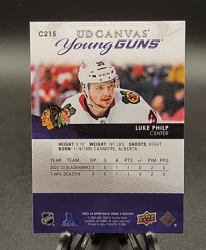 2023-24 Upper Deck Series 2 Luke Philp UD Canvas Young Guns Blackhawks ...