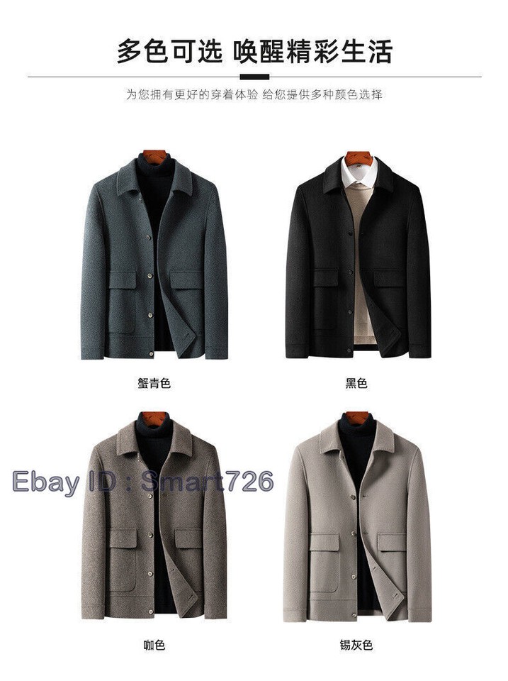 Mens Double-sided Wool Formal Business Jacket Winter Wool Warm Jackets ...