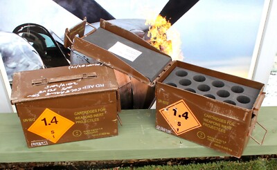 British Army Brown Metal Tool Box .50Cal / 37MM Round Tool Ammo Storage ...