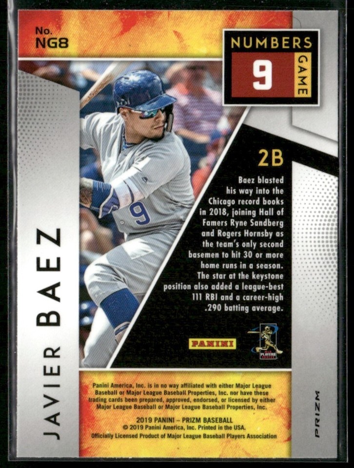 Javier Baez 2019 Panini Prizm Numbers Game Silver #NG8 Chicago Cubs | eBay