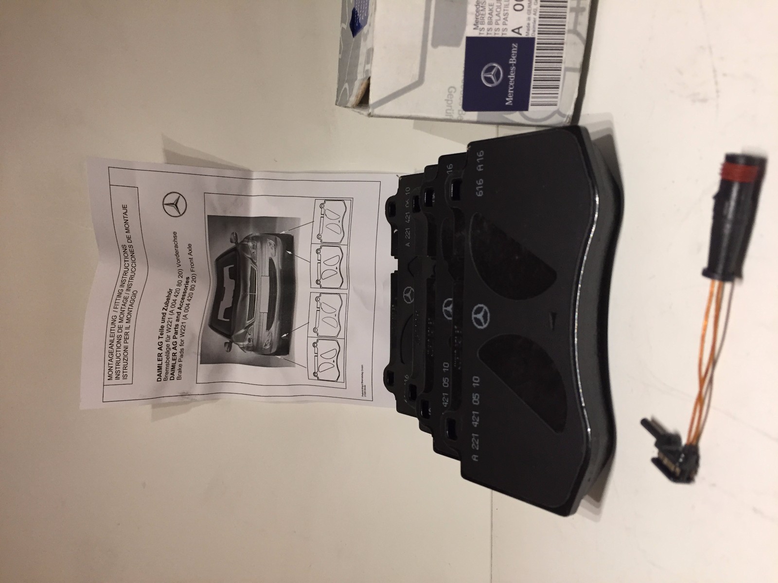 Mercedes-Benz Genuine Front Brake Pad Set, Pads w/Sensor 0044208020 ...