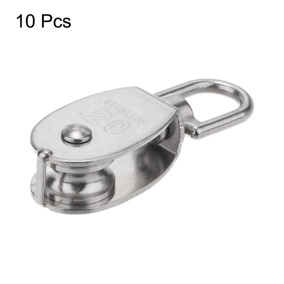 10pcs M20 Single Pulley Block, 304 Stainless Steel Hanging Wire Towing ...