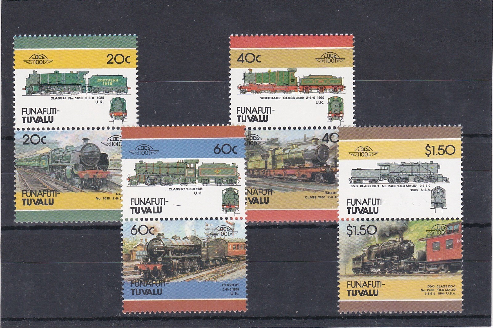 complete set 8 mint Leaders. Steam Train stamps Funafuti-Tuvalu 1986 ...