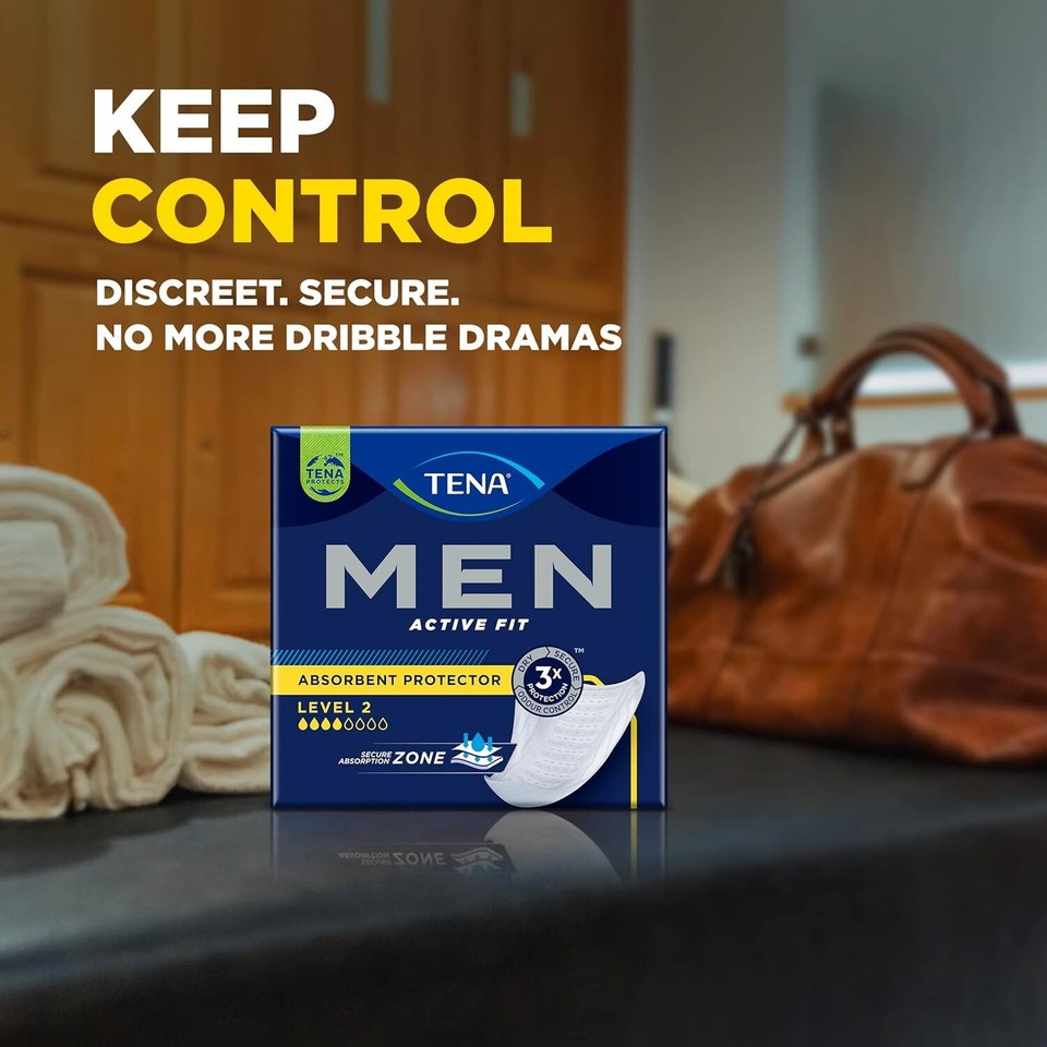 TENA Men Absorbent Protector Incontinence Pads, Level 2, 60 ...