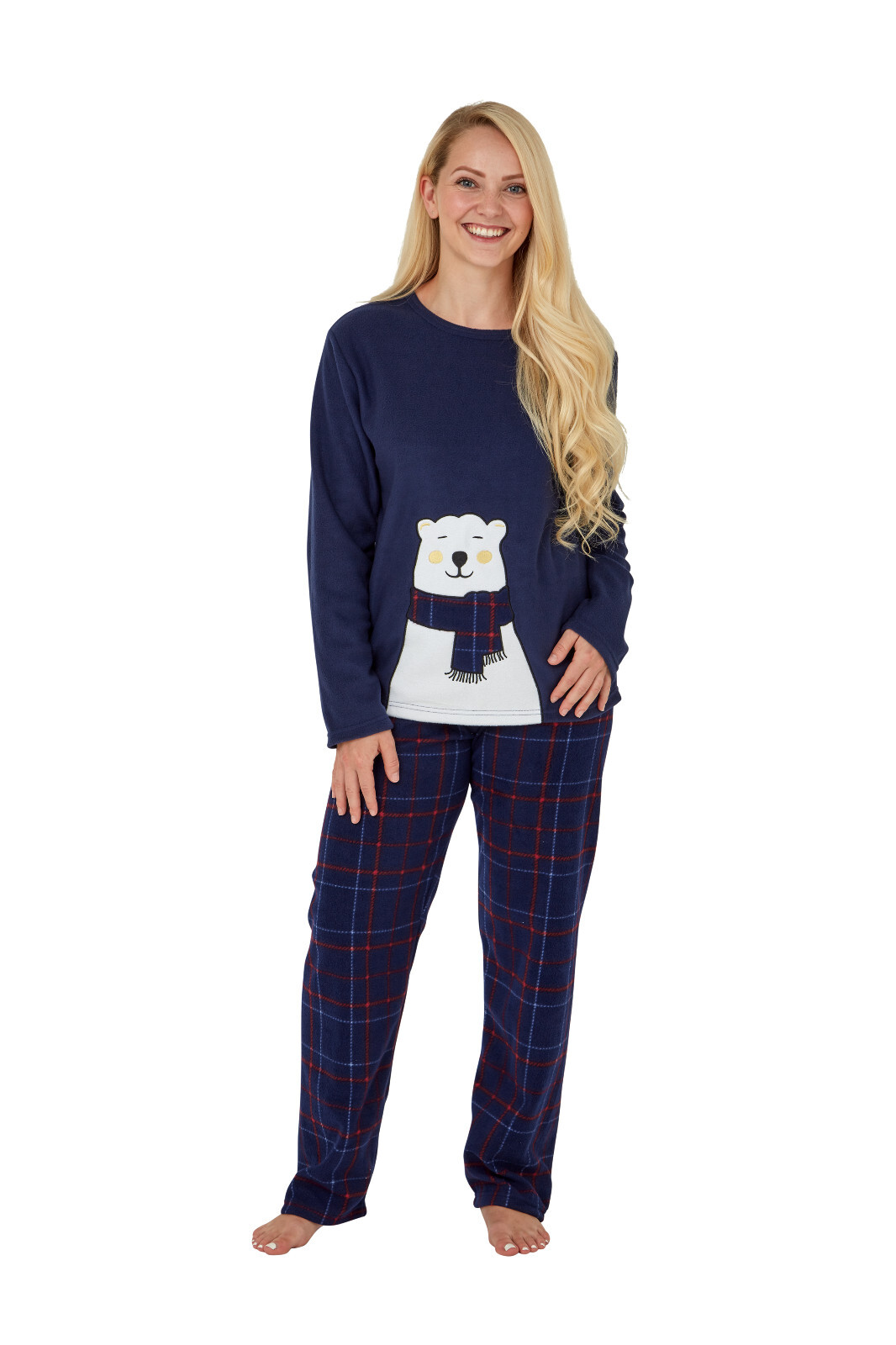 Ladies Womens Fleece Pyjamas Set Pjs Long Sleeve Top Night Lounge Wear ...