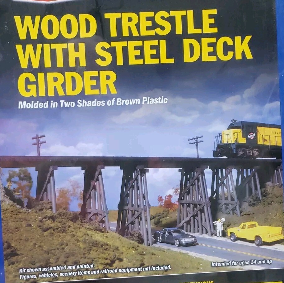 Walthers Cornerstone HO Scale Wood Trestle Steel Girder Deck Bridge 933 ...