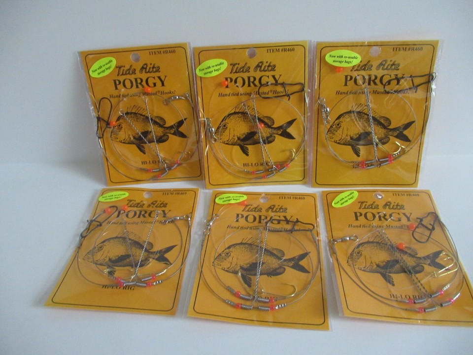 6 PORGY - SCUP RIGS 2 DROP BEADED HI-LO TIDE RITE RIG SALTWATER FISHING ...