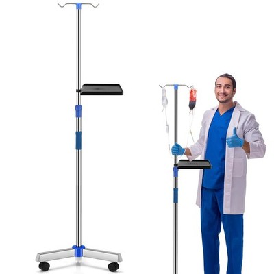 Nuanchu IV Pole with Wheels and Tray Adjustable Portable Medical Poles ...