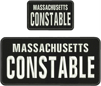 M CONSTABLE EMBROIDERY PATCH 11X5 AND 5X3 HOOK ON BACK WHITE ONBLACK | eBay