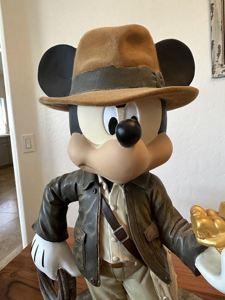 MICKEY MOUSE AS INDIANA JONES 18" Statue Figure w COA Disney Parks 2009 ...