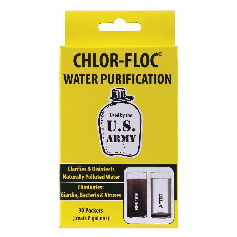 Chlor-Floc GI Issue Water Purification Powder Packets Clarifies ...