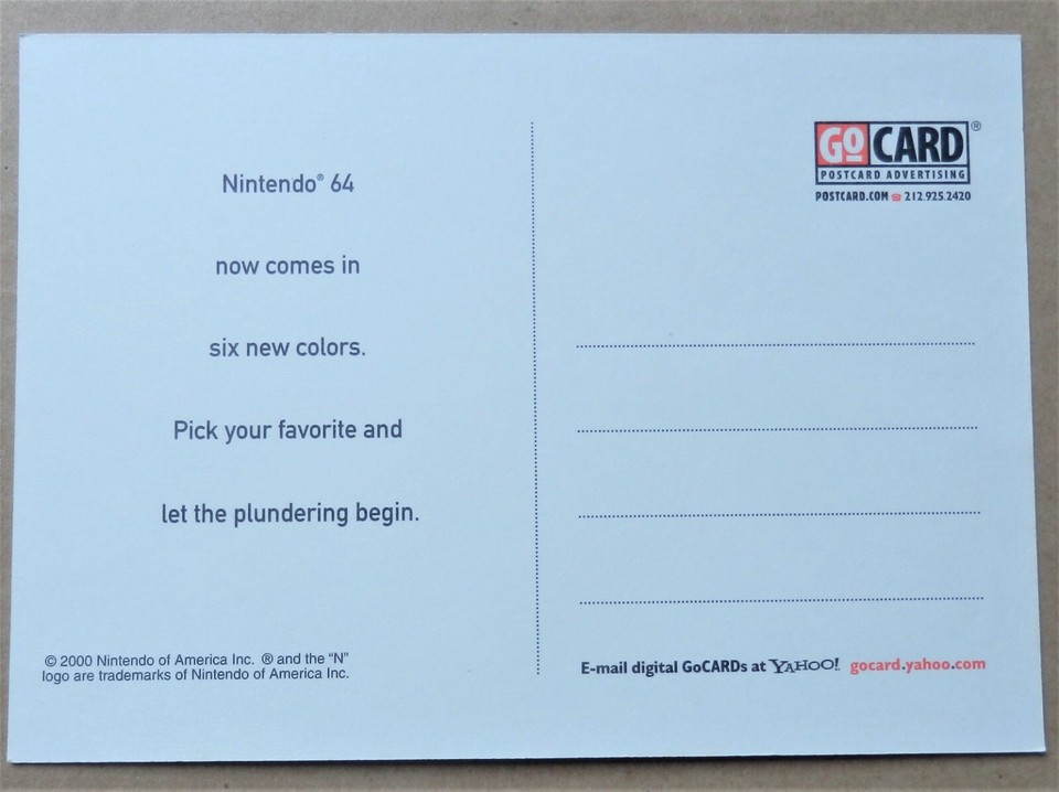 Nintendo 64 Card Postcard Color Version Promo Promotional 2000 Dark ...