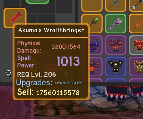 Dungeon Quest Akuma's wraith bringer " Yokai Peak " Nightmare Legendary ...