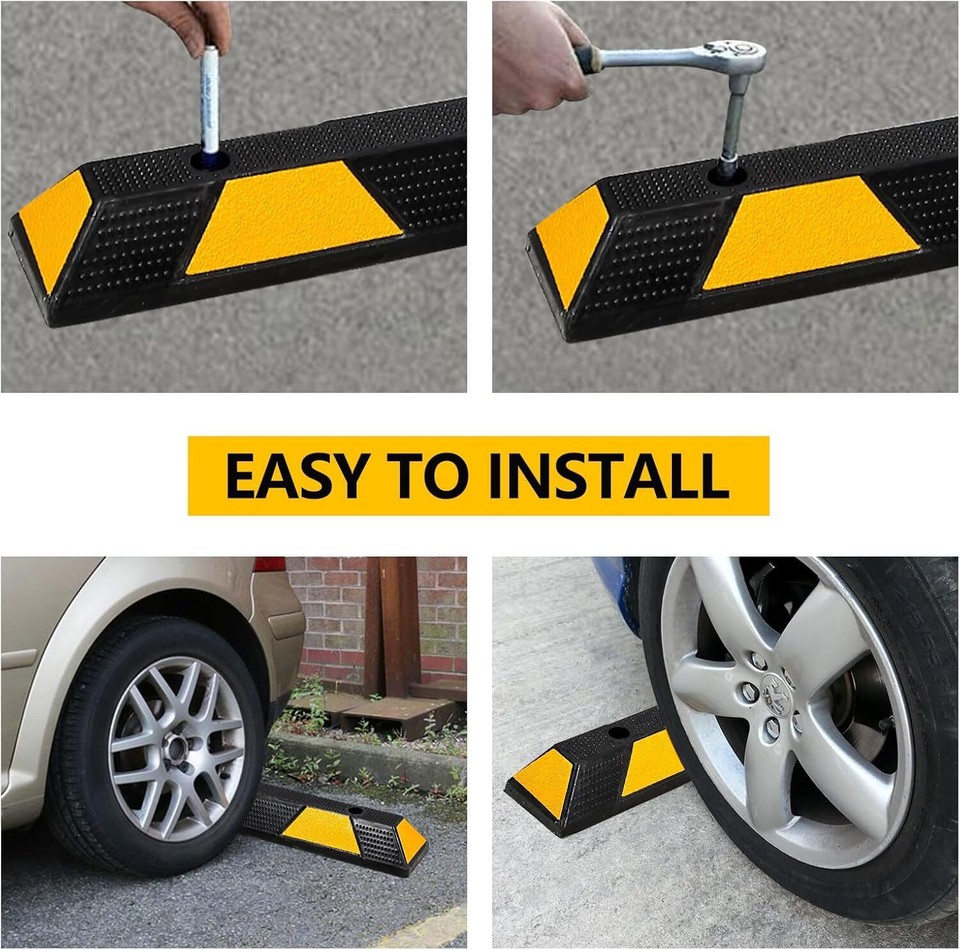 2 Pack 72 Inch Heavy Duty Rubber Parking Curb Rubber Parking Lot ...