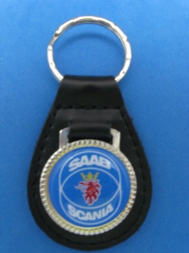 Saab Scania genuine grain leather keychain key fob used old stock | eBay