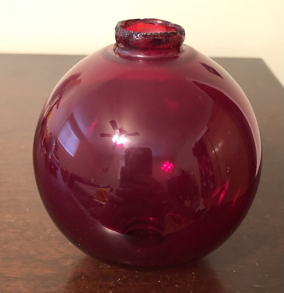 Antique Vintage Ruby Red Glass Lightning Rod Ball Globe Sphere | eBay