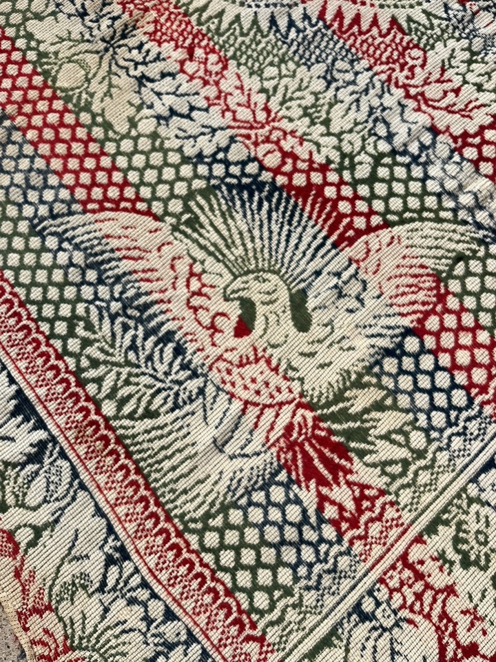 4 Color Antique Federal Eagle Hand Loomed Jacquard Woven Coverlet Civil ...