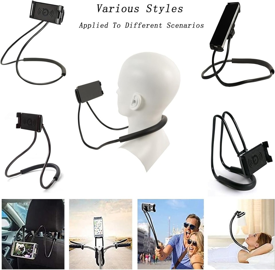 Universal Smart Mobile Phone Stand,Hanging on Neck Cell Mount black ...
