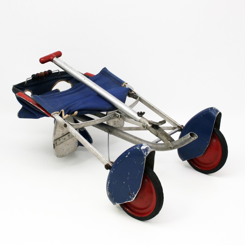 Vtg Folda Rola Mid-Century Baby Stroller Walker Blue Flair Fenders Red ...