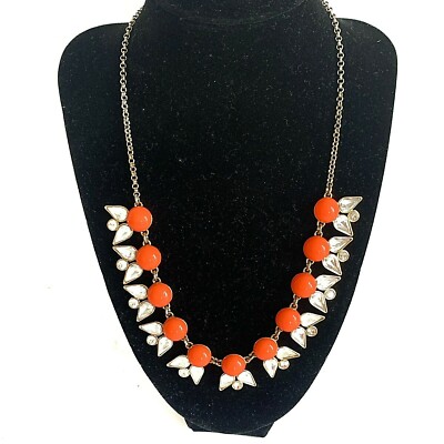 J.Crew Coral Color Stones & Rhinestones Statement Necklace | eBay