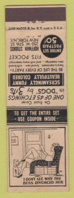 Matchbook Cover - Hoffman Studios New York City cartoon girlie | eBay