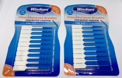 Tooth Picks - 2 x Wisdom BLUE Fine Clean Between Rubber Brushes ...