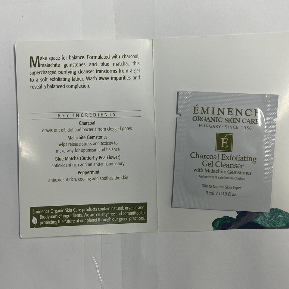 Eminence Charcoal Exfoliating Gel Cleanser 3ml SAMPLE - Set of 12 ...