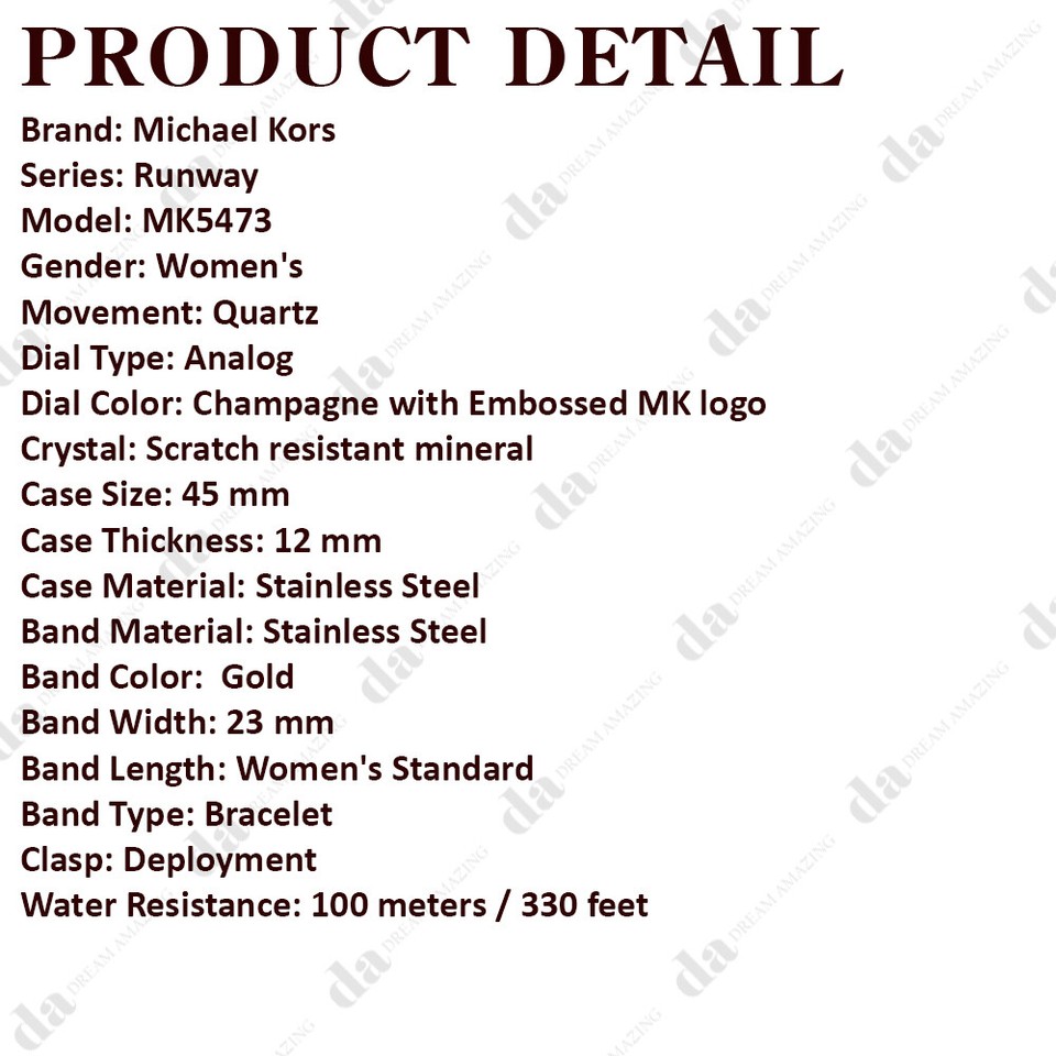 New Michael Kors MK5473 Runway Gold Tone Bracelet Analog Fashion Women ...