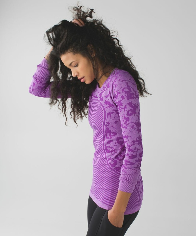 LKNEW LULULEMON SWIFTLY TECH LONG SLEEVE CREW HEATHERED TENDER VIOLET ...
