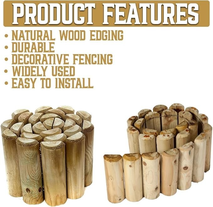 Log Roll Border Edging, Flexible Garden Borders Edging, Wooden Border ...