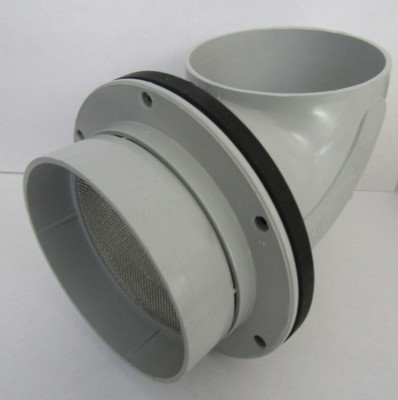 Rain Harvesting rainwater tank overflow. Flanged 90mm x 90 Degree ...