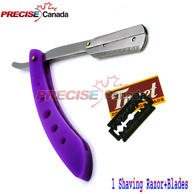 Barber Straight Cut Throat Salon Shaving Razor Purple Shavette Rasoi ...