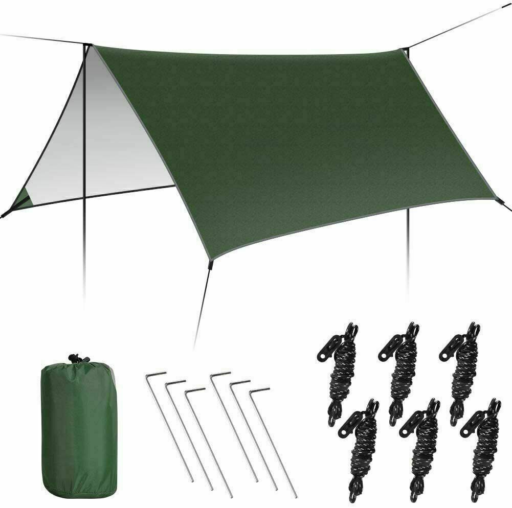 3x3m Camping Tent Tarp Hammock Shelter Waterproof Mat Lightweight Rain ...
